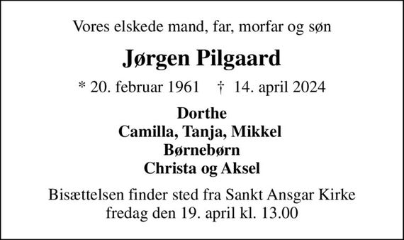 Jørgen Pilgaard | Dødsannoncer i Danmark