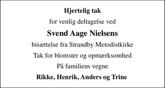 Svend Aage Nielsen | Dødsannoncer i Danmark