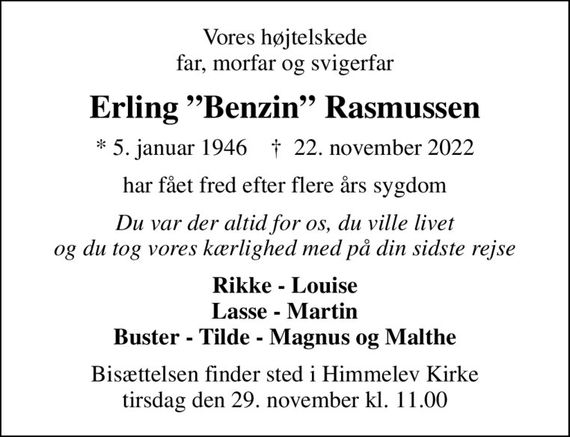 Erling Rasmussen | Dødsannoncer i Danmark