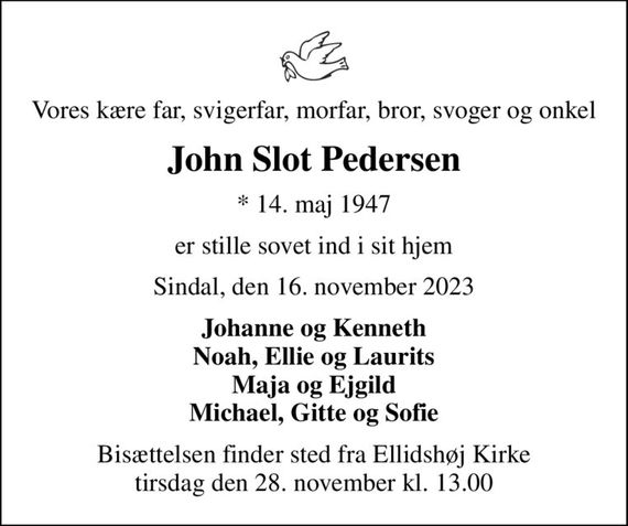 John Slot Pedersen | Dødsannoncer i Danmark