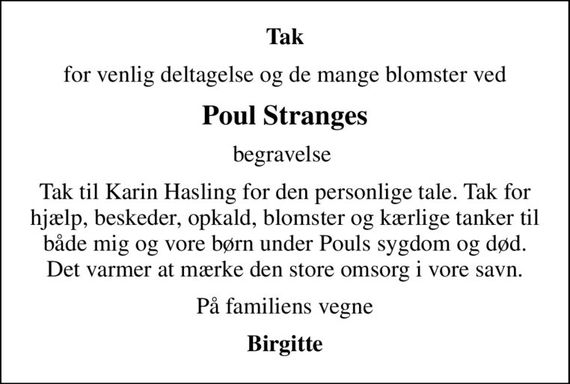 Poul Strange | Dødsannoncer i Danmark