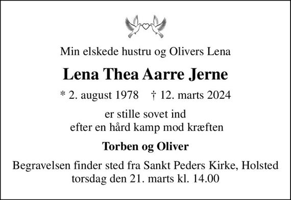 Lena Thea Aarre Jerne | Dødsannoncer i Danmark
