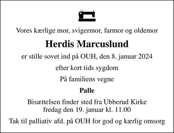 Herdis Marcuslund | Dødsannoncer i Danmark