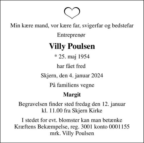 Villy Poulsen | Dødsannoncer i Danmark