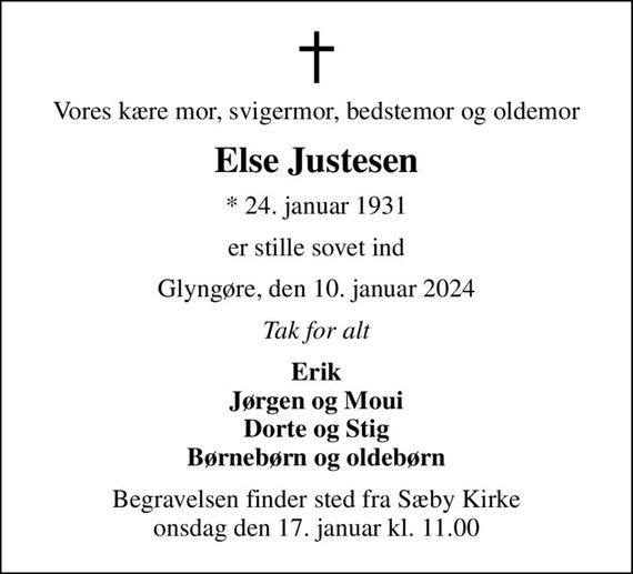 Else Justesen | Dødsannoncer i Danmark