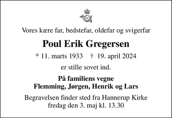 Poul Erik Gregersen | Dødsannoncer i Danmark