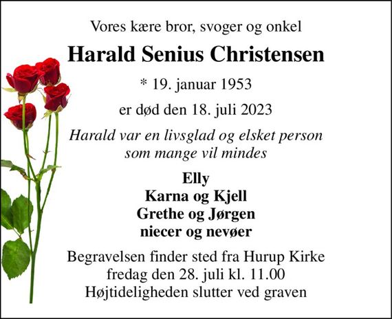 Harald Senius Christensen | Dødsannoncer i Danmark