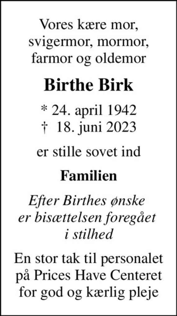 Birthe Christensen | Dødsannoncer i Danmark