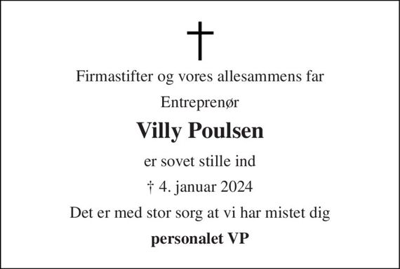 Villy Poulsen | Dødsannoncer i Danmark