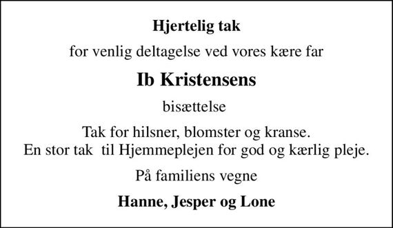 Ib Kristensen | Dødsannoncer i Danmark