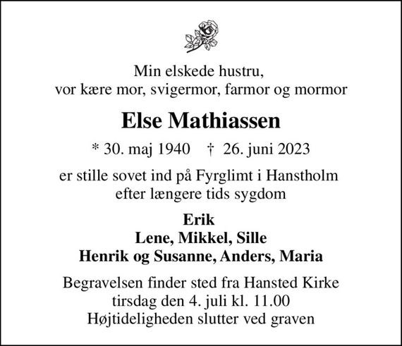 Else Jensen Mathiassen | Dødsannoncer i Danmark