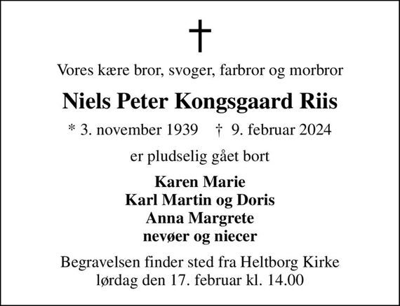 Niels Peter Kongsgaard Riis | Dødsannoncer i Danmark