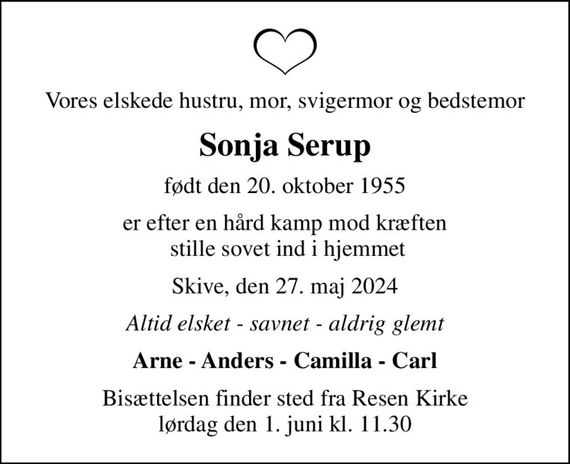 Sonja Serup | Dødsannoncer i Danmark