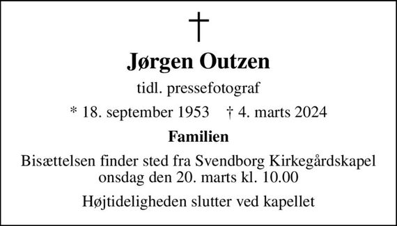 Jørgen Outzen | Dødsannoncer i Danmark