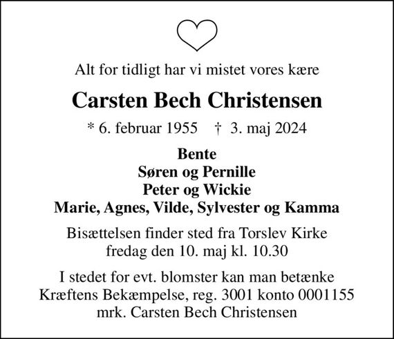 Carsten Bech Christensen | Dødsannoncer i Danmark