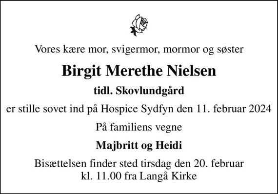 Birgit Merethe Nielsen | Dødsannoncer i Danmark