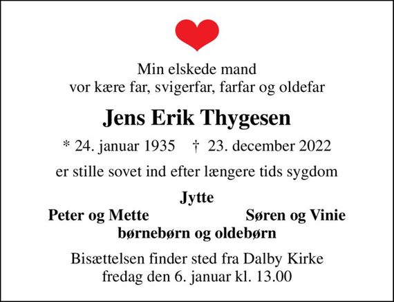 Jens Erik Thygesen | Dødsannoncer i Danmark Jens Erik Thygesen | Dødsannoncer i Danmark