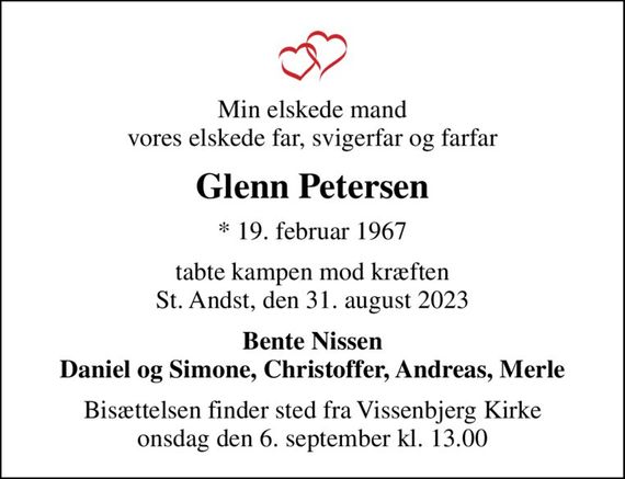 Glenn Petersen | Dødsannoncer i Danmark