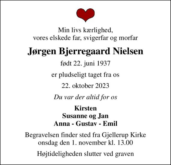 Jørgen Bjerregaard Nielsen | Dødsannoncer i Danmark