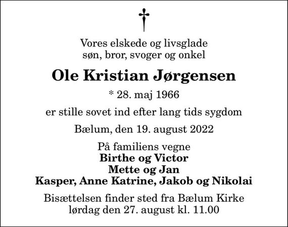 Ole Kristian Jørgensen | Dødsannoncer i Danmark