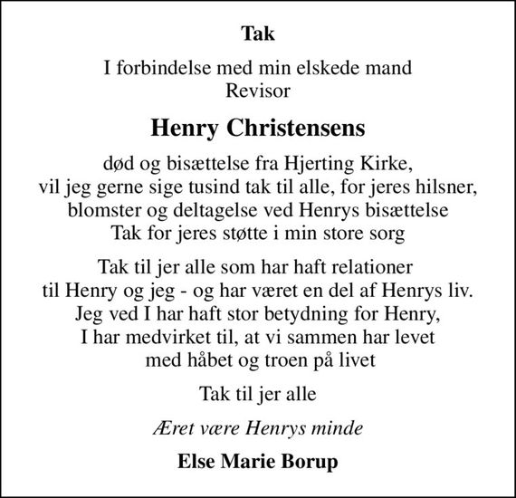 Henry Christensen | Dødsannoncer i Danmark