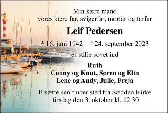 Leif Pedersen | Dødsannoncer i Danmark