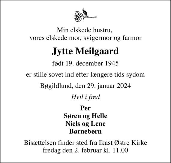 Jytte Meilgaard | Dødsannoncer i Danmark