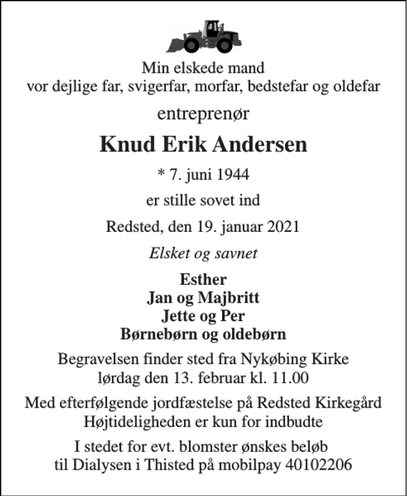 Knud Erik Andersen | Dødsannoncer i Danmark