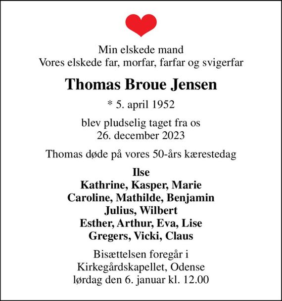 Thomas Broue Jensen | Dødsannoncer i Danmark