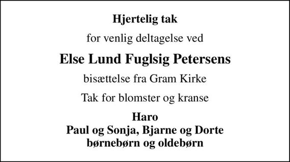 Else Lund Petersen | Dødsannoncer i Danmark