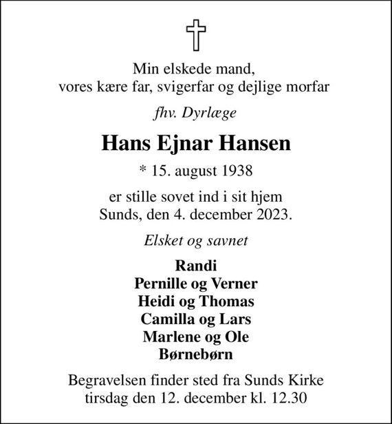 Hans Ejnar Hansen | Dødsannoncer i Danmark