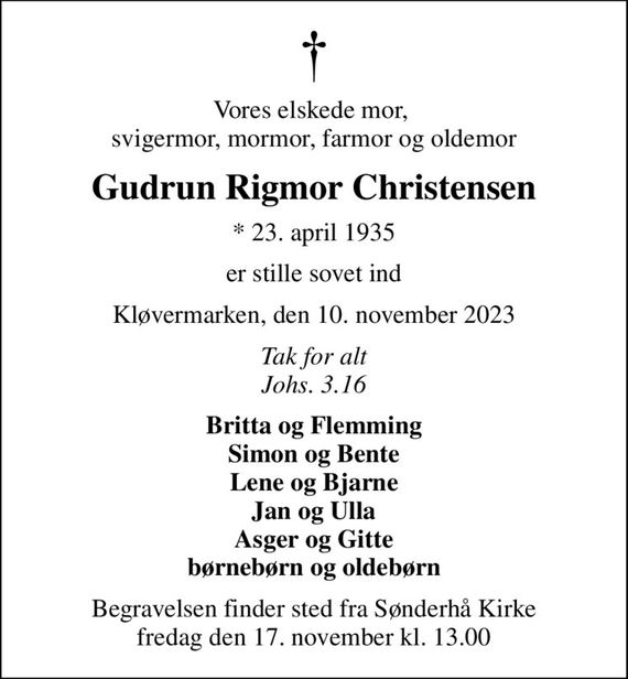 Gudrun Rigmor Christensen | Dødsannoncer i Danmark