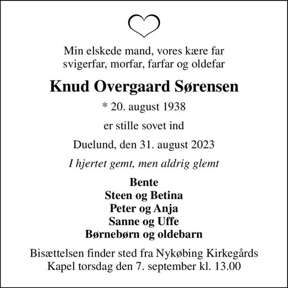 Knud Overgaard Sørensen | Dødsannoncer i Danmark