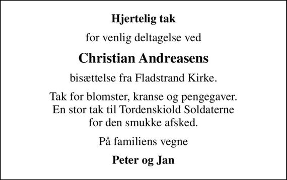 Christian Andreasen | Dødsannoncer i Danmark