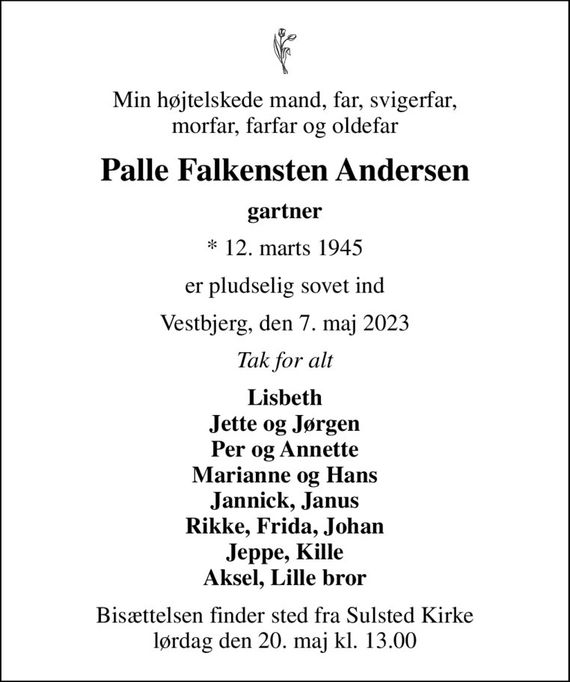 Palle Falkensten Andersen | Dødsannoncer i Danmark