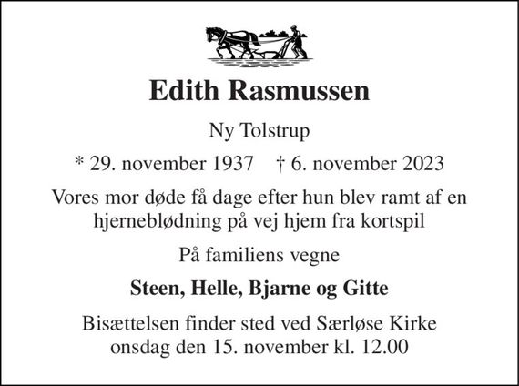 Edith Rasmussen | Dødsannoncer i Danmark