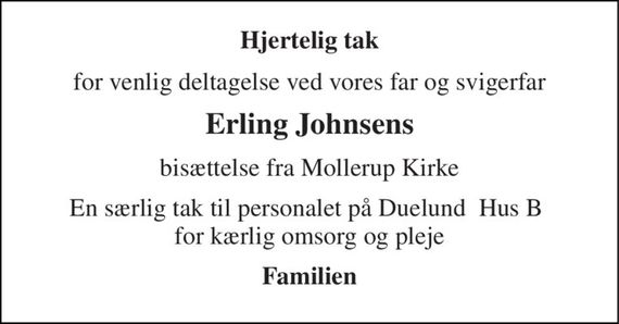 Erling Johnsen | Dødsannoncer i Danmark