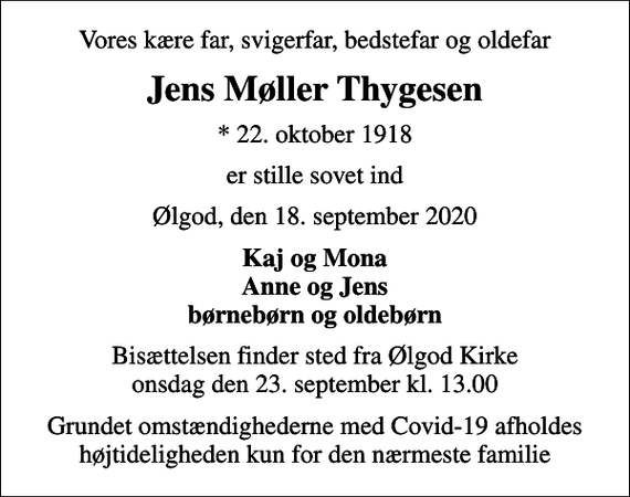 Jens Møller Thygesen | Dødsannoncer i Danmark Jens Møller Thygesen | Dødsannoncer i Danmark
