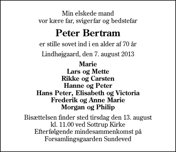 Peter Bertram | Dødsannoncer i Danmark