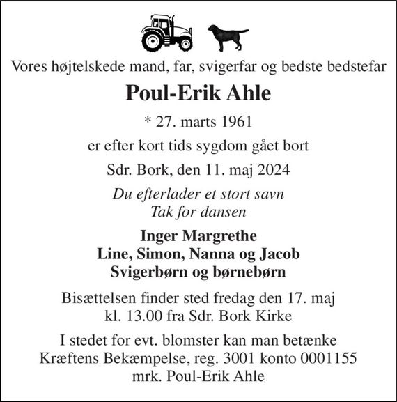 Poul-Erik Ahle | Dødsannoncer i Danmark