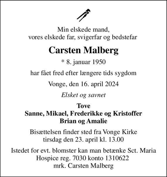 Carsten Malberg | Dødsannoncer i Danmark