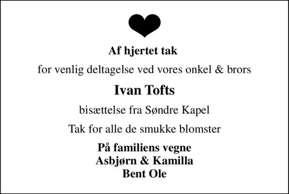 Ivan Toft | Dødsannoncer i Danmark