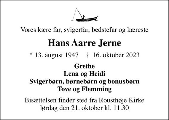 Hans Aarre Jerne | Dødsannoncer i Danmark