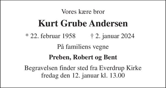 Kurt Grube Andersen | Dødsannoncer i Danmark