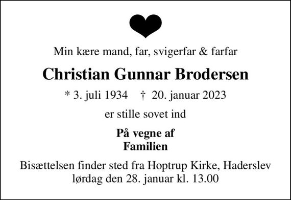 Christian Gunnar Brodersen | Dødsannoncer i Danmark
