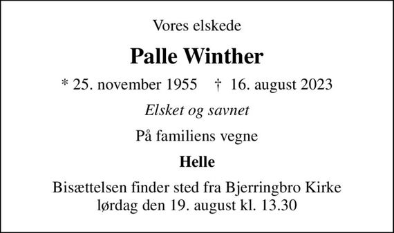 Palle Winther Hansen | Dødsannoncer i Danmark