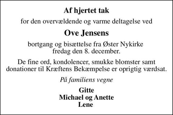Ove Jensen | Dødsannoncer i Danmark