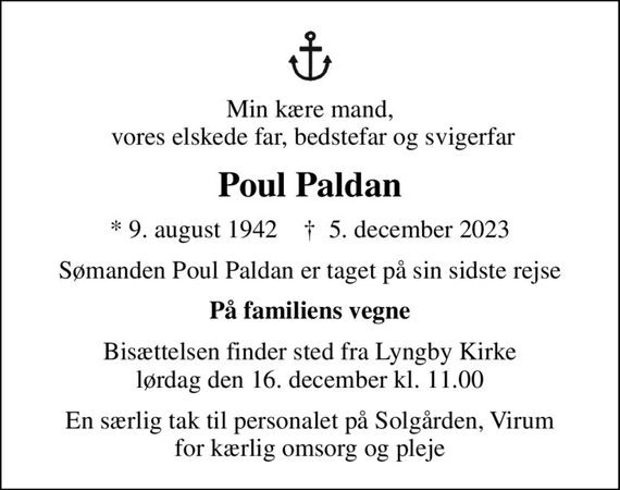 Poul Erik Paldan | Dødsannoncer i Danmark