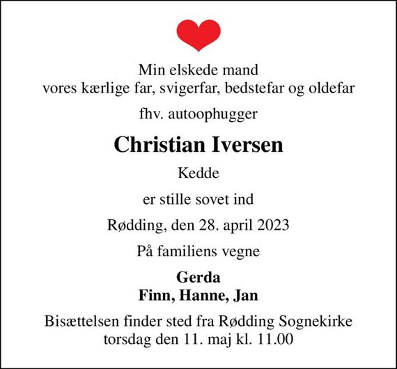 Christian Iversen | Dødsannoncer i Danmark