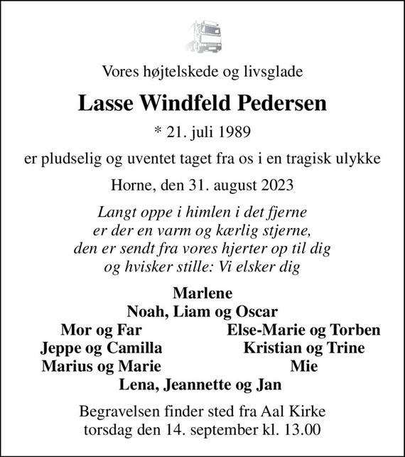 Lasse Windfeld Pedersen | Dødsannoncer i Danmark